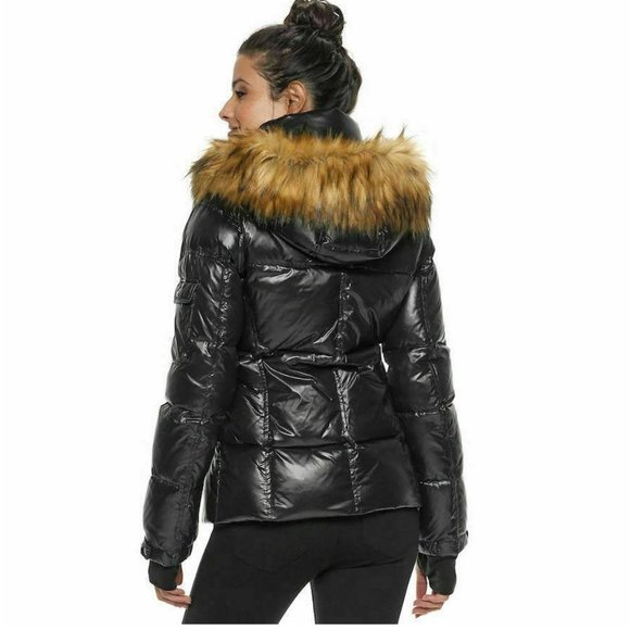 S13 | Jackets & Coats | S3 Nyc Kylie Faux Fur Trim Gloss Puffer Jacket ...